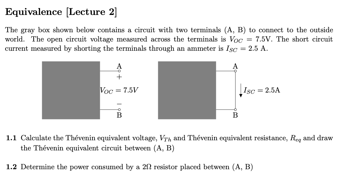 Solved 1.1 ﻿Calculate the Thévenin equivalent voltage, VTh | Chegg.com