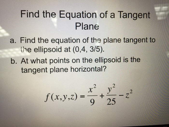 Solved Find the Equation of a Tangent Plane a. Find the | Chegg.com
