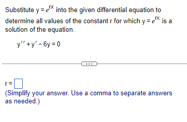 Solved Substitute y=eIx ﻿into the given differential | Chegg.com