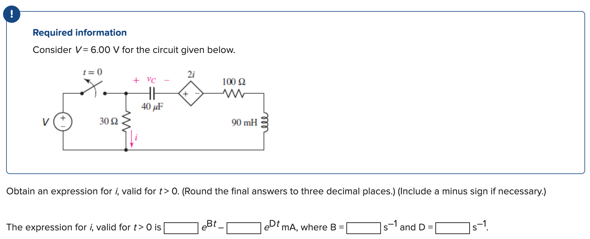 Solved Consider V=6.00V ﻿for the circuit given below.Obtain | Chegg.com