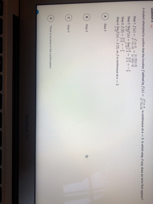 Solved Question 8 A student attempted to confirm that the | Chegg.com