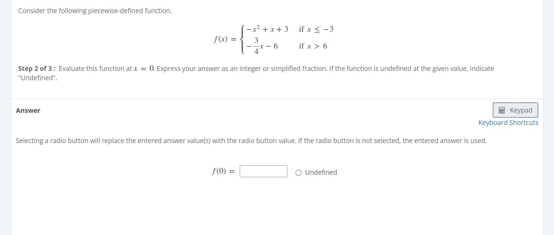 Solved Consider the following piecewise-defined function. | Chegg.com