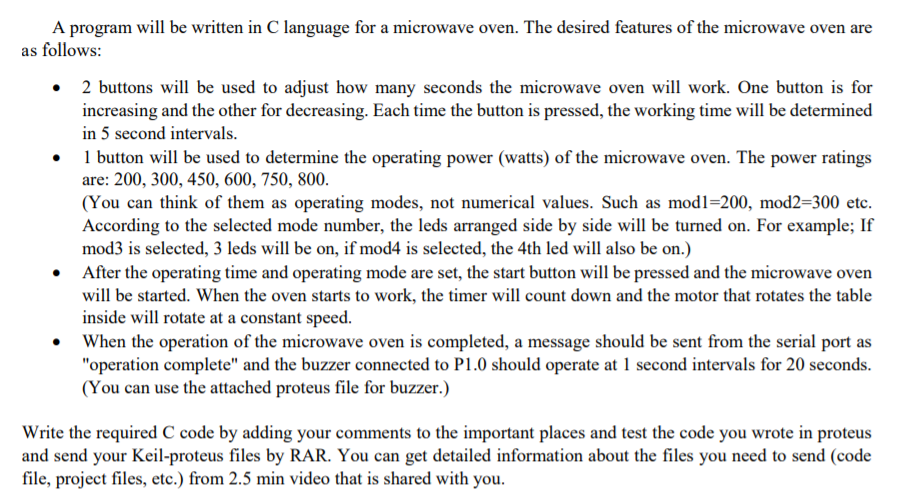 Solved A program will be written in C language for a | Chegg.com