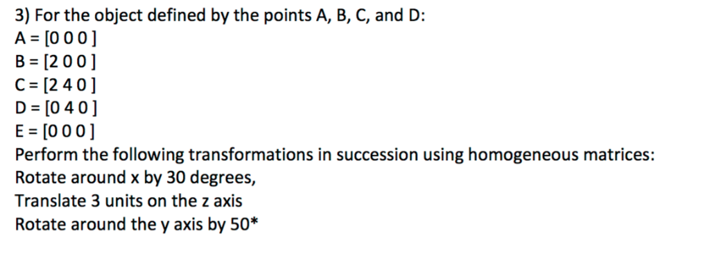 Solved 3) For the object defined by the points A, B, C, and | Chegg.com