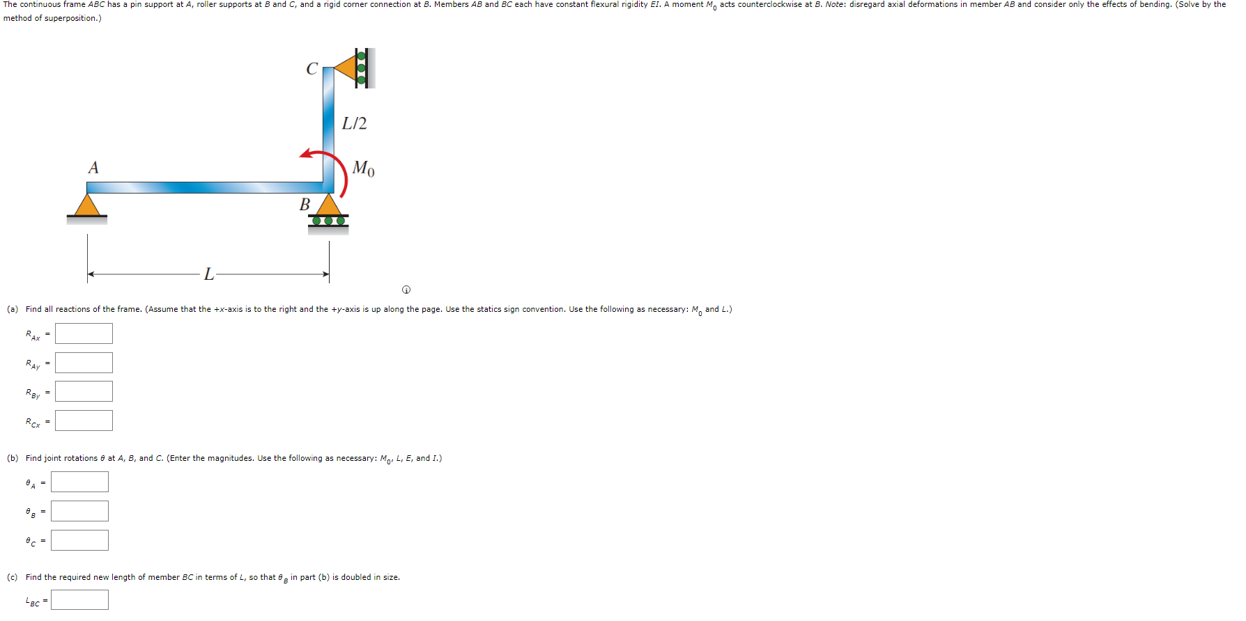Solved The continuous frame ABC has a pin support at A, | Chegg.com