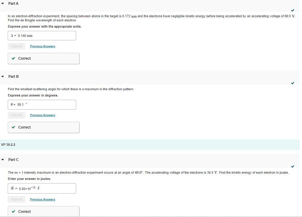Solved Part A In an electron-diffraction experiment, the | Chegg.com