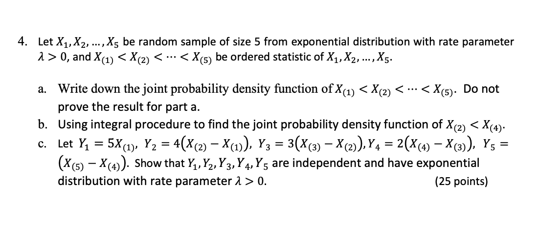 4. Let X1,X2,…,X5 be random sample of size 5 from | Chegg.com