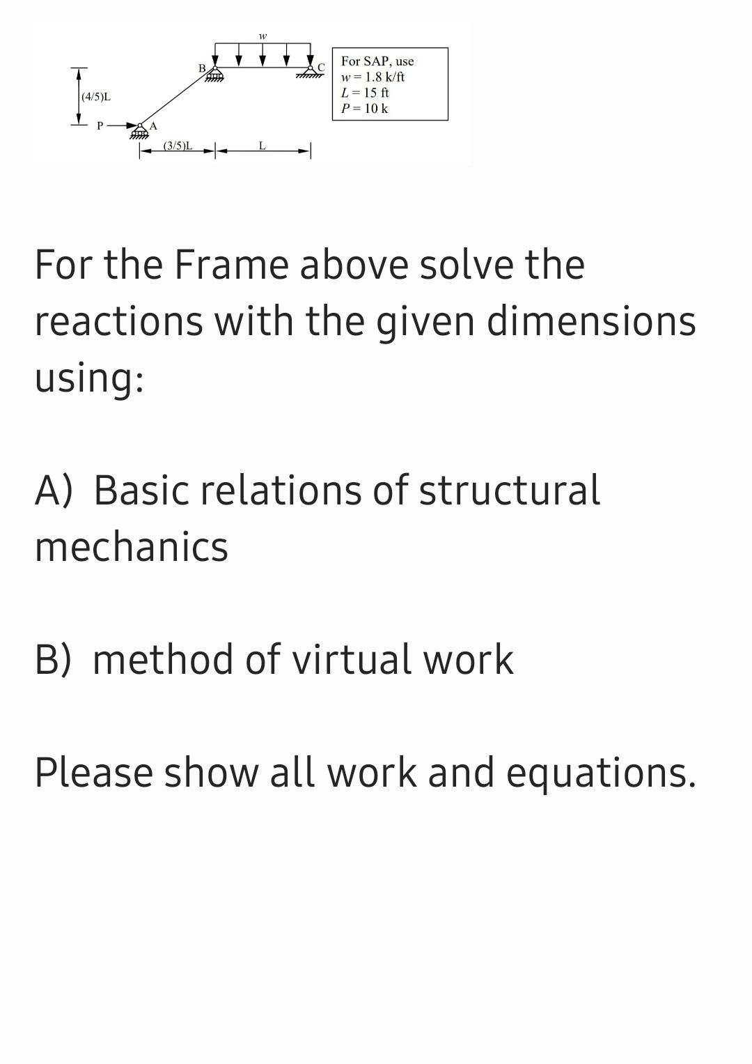 For the Frame above solve the reactions with the | Chegg.com