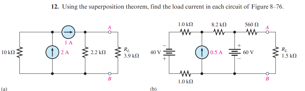 Solved Using the superposition theorem, find the load | Chegg.com