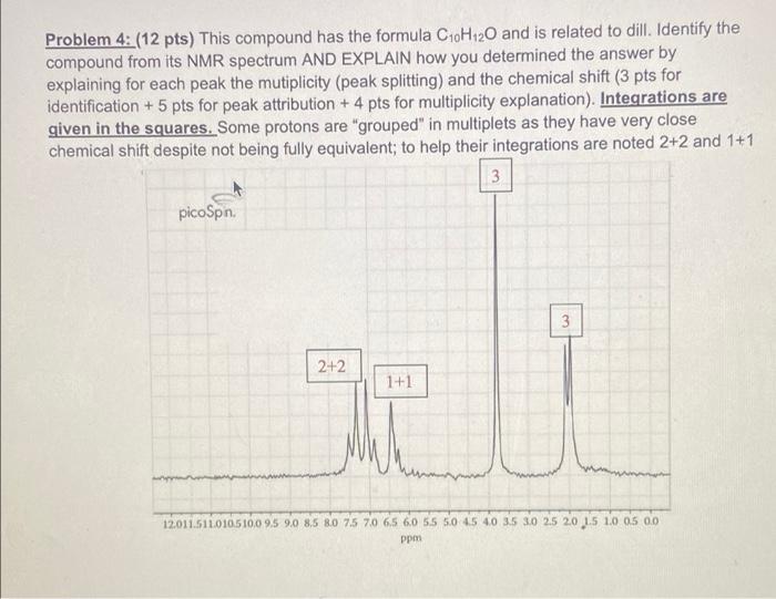 Solved Problem 4: (12 pts) This compound has the formula | Chegg.com