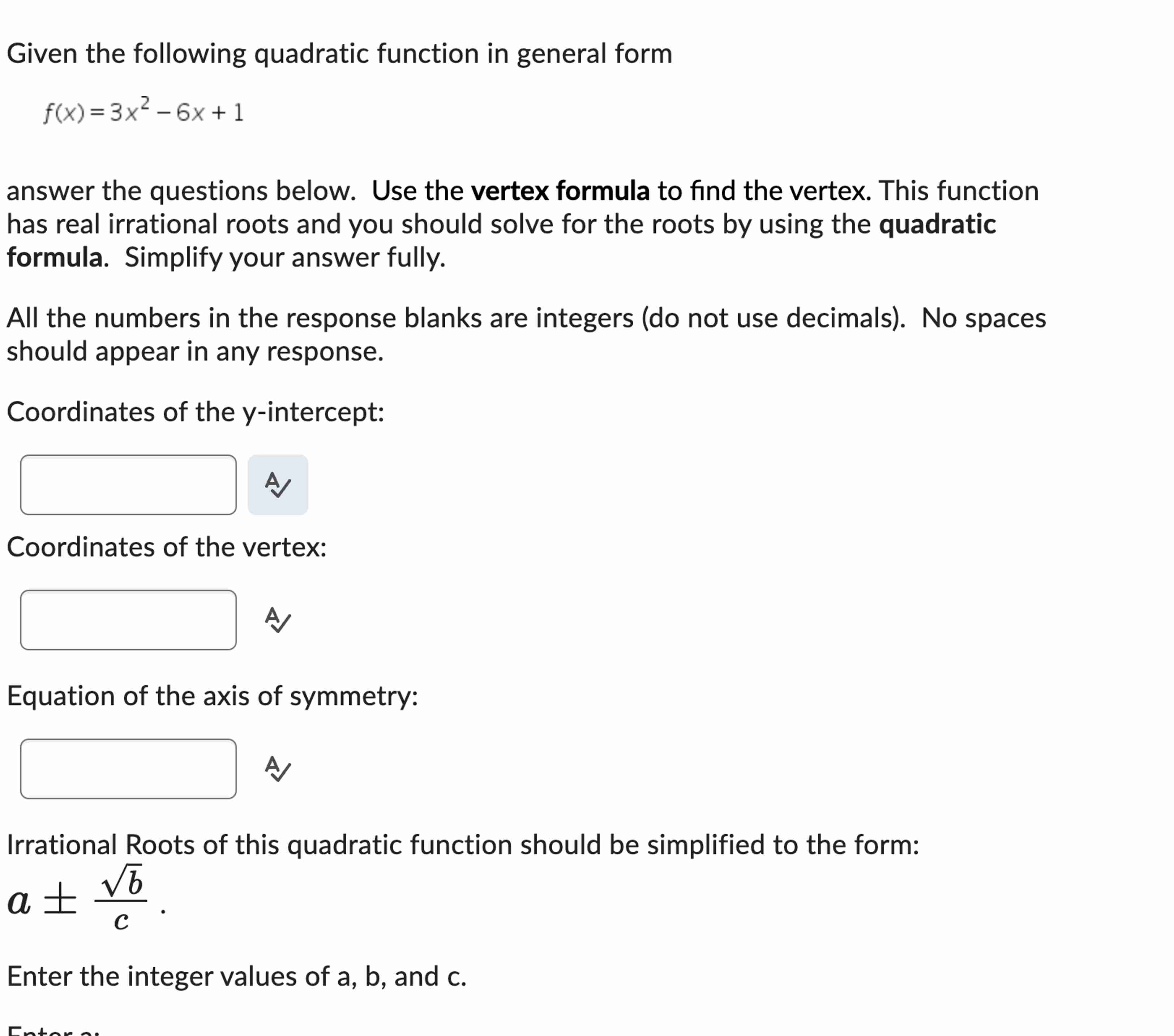 Solved Given the following quadratic function in general | Chegg.com