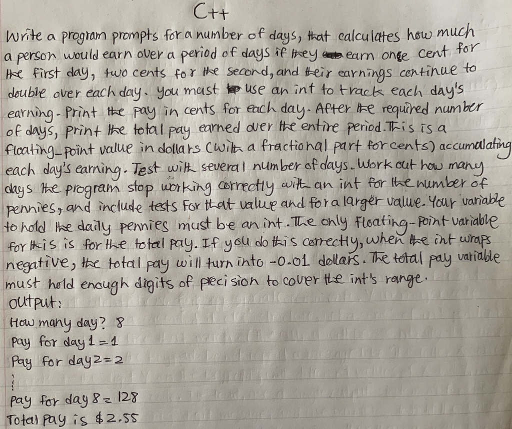 Solved Ctt Write a program prompts for a number of days, tat | Chegg.com