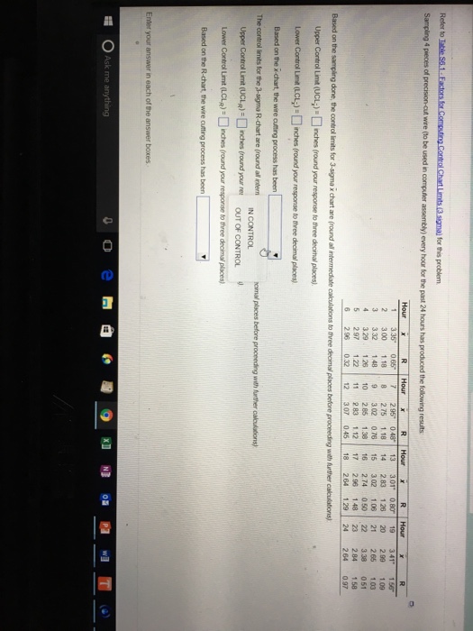 Factors for Computing Control Chart Limits (3 sigma) | Chegg.com