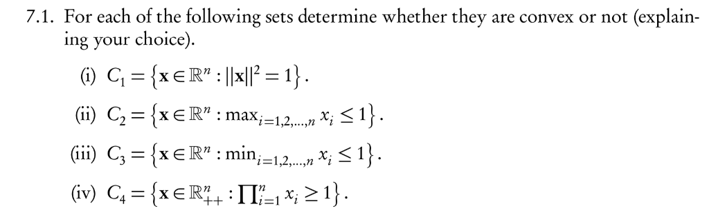 Solved 7.1. For each of the following sets determine whether | Chegg.com