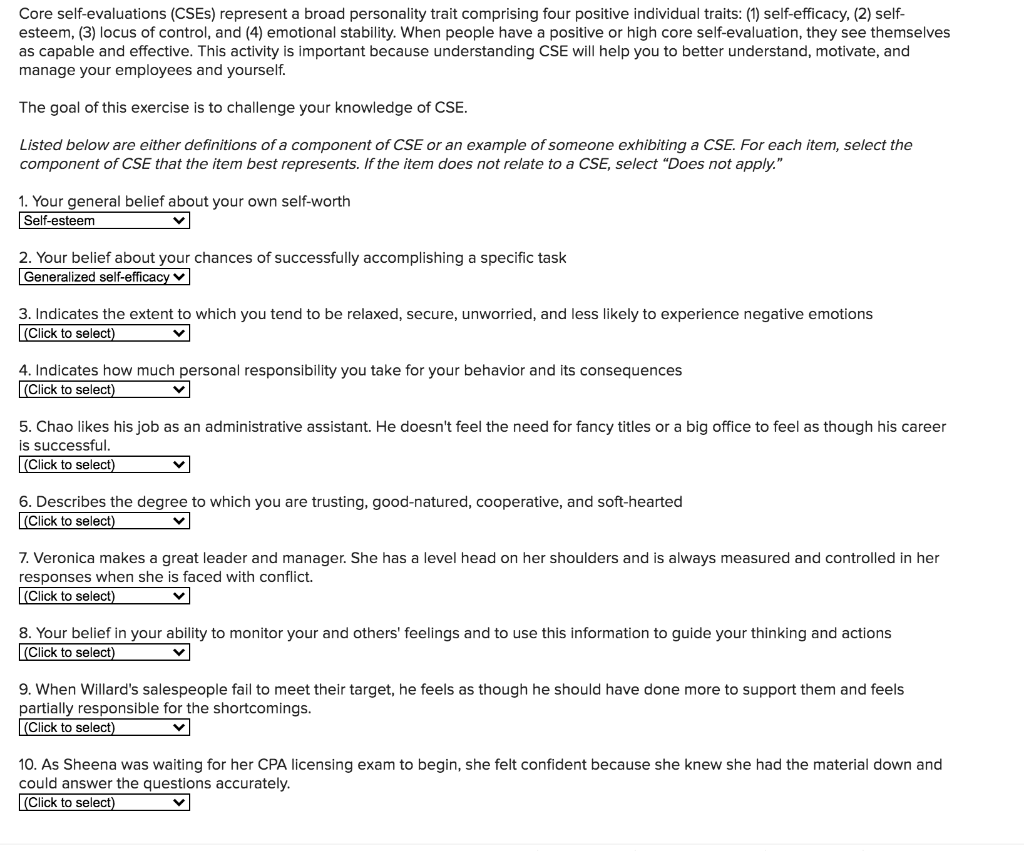 Solved Core self-evaluations (CSEs) represent a broad | Chegg.com