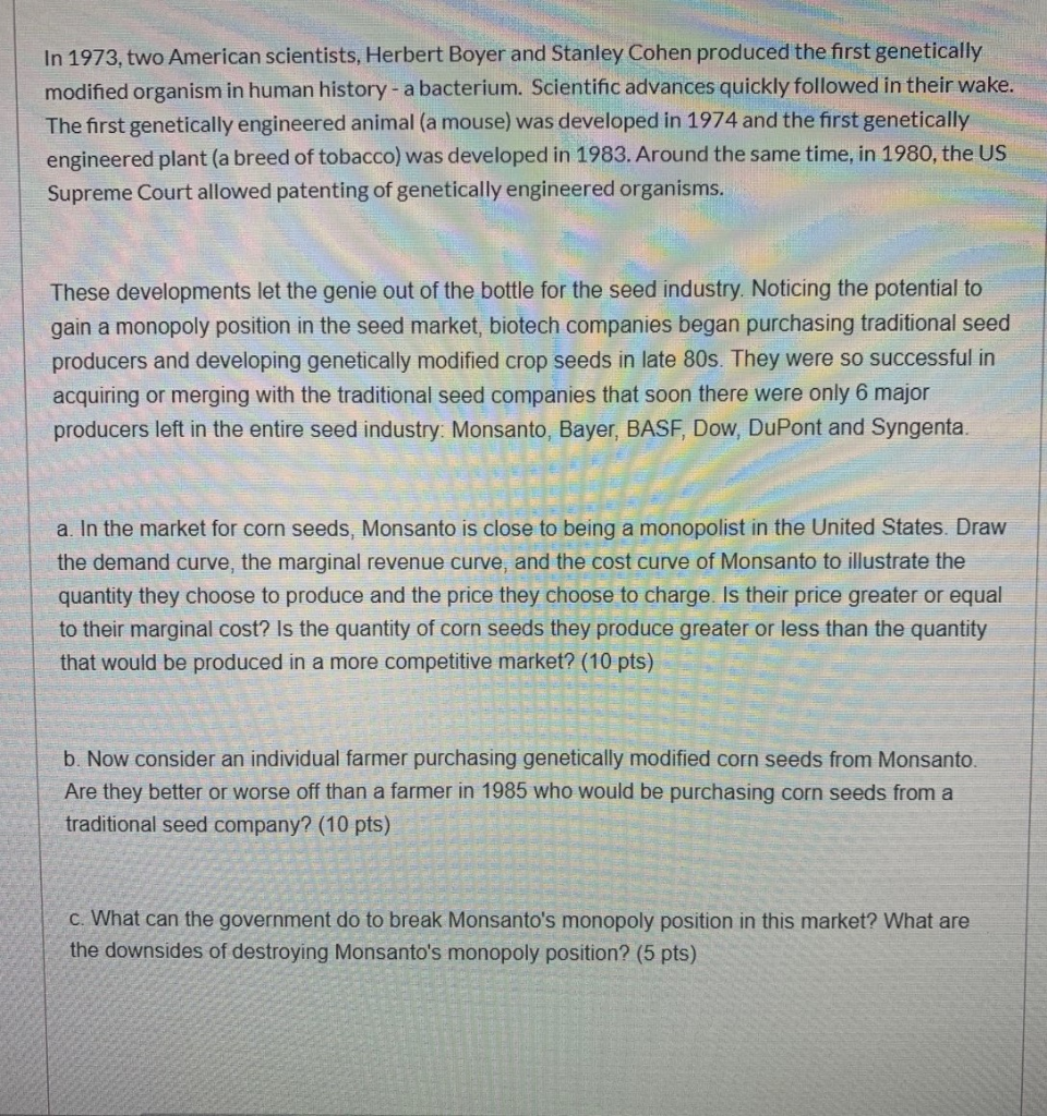 In 1973, two American scientists, Herbert Boyer and | Chegg.com