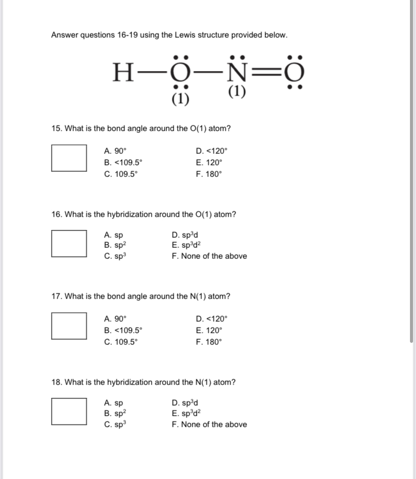 Solved Answer questions 16−19 using the Lewis structure | Chegg.com