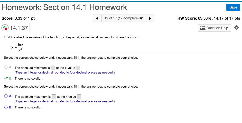 Solved Homework Section 14 1 Homework Save Score 0 33 Of 1