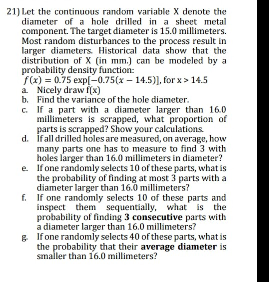 Solved 21) Let the continuous random variable X denote the | Chegg.com