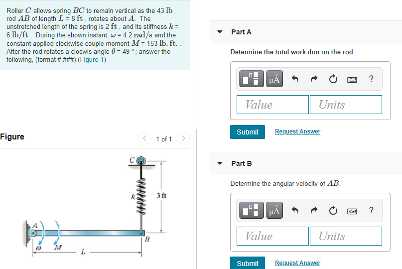 Solved Roller C allows spring BC to remain vertical as the | Chegg.com