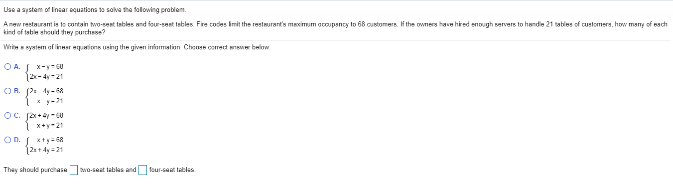 Solved Use a system of linear equations to solve the | Chegg.com