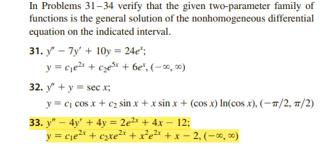 Solved In Problems 31-34 verify that the given two-parameter | Chegg.com
