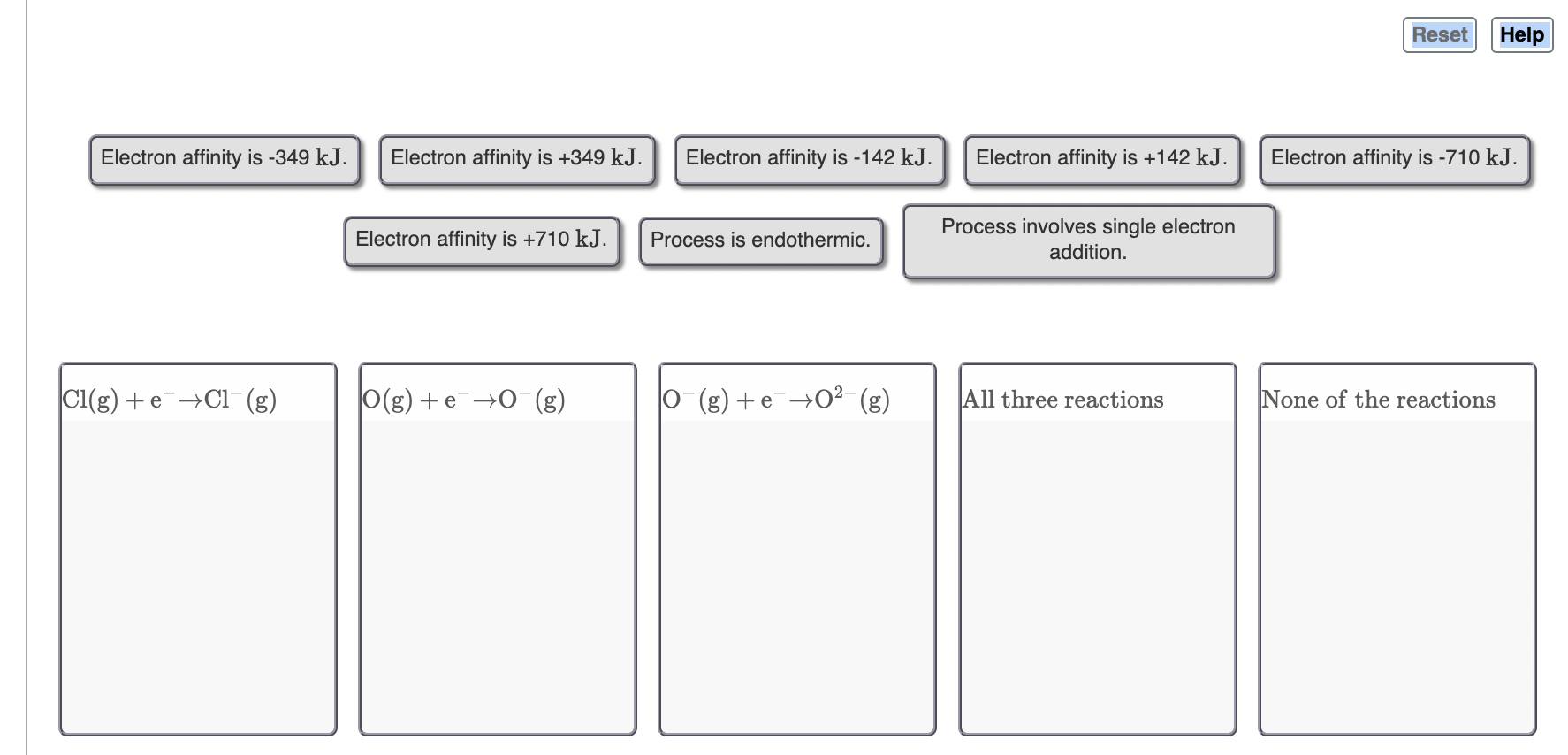 Solved Reset Help Electron affinity is −349 kJ. Electron | Chegg.com