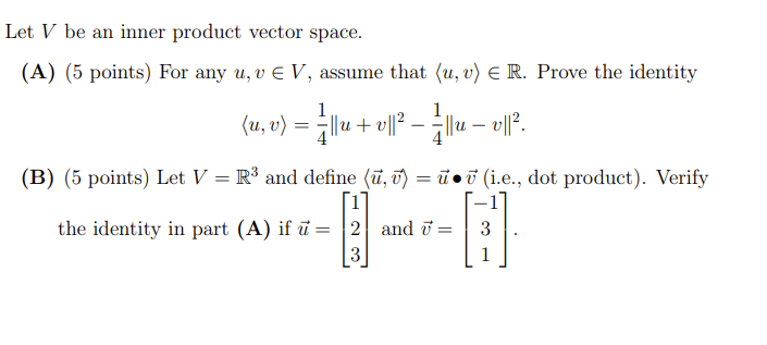 Solved Let V be an inner product vector space. (A) (5 | Chegg.com