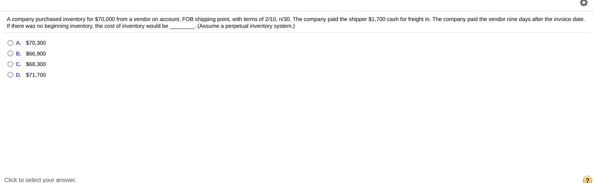 Solved A company purchased inventory for $70,000 from a | Chegg.com