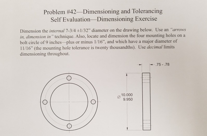 Solved Problem #42-Dimensioning and Tolerancing Self | Chegg.com