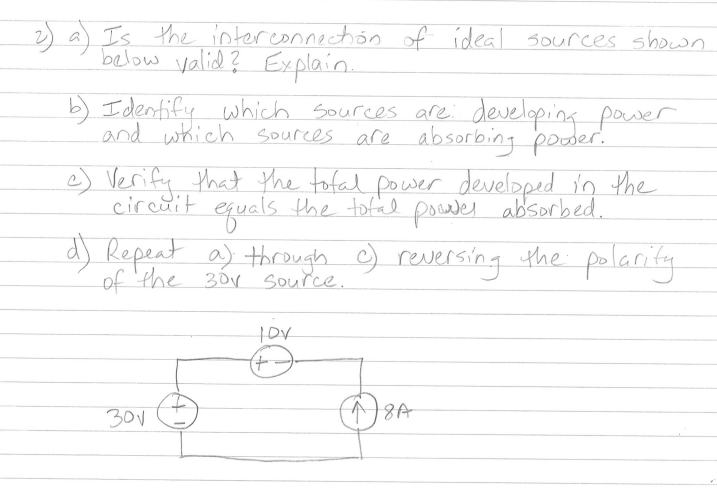 Solved 2) a) Is the interconnection of ideal sources shown | Chegg.com