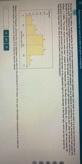 Solved Approximating the mean of a data set given a | Chegg.com