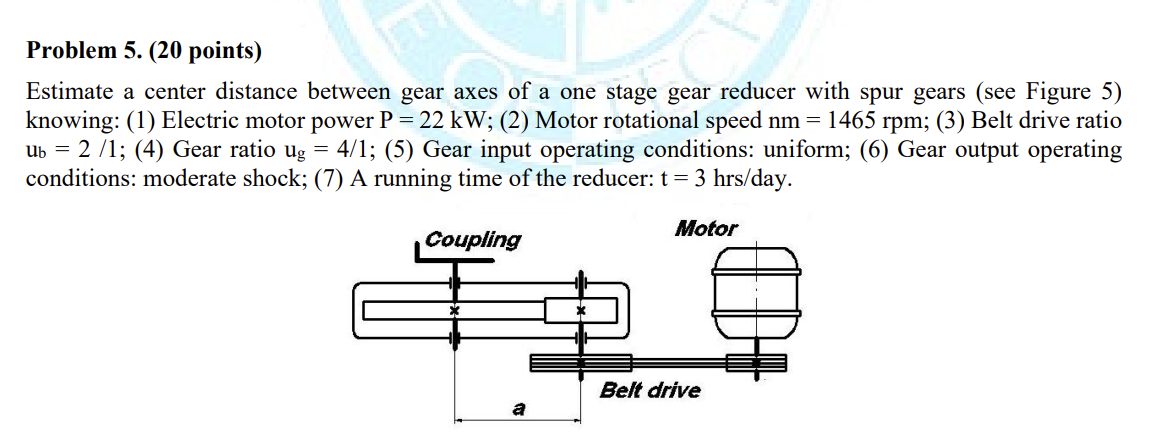 [Solved]: Estimate a center distance between gear axes of