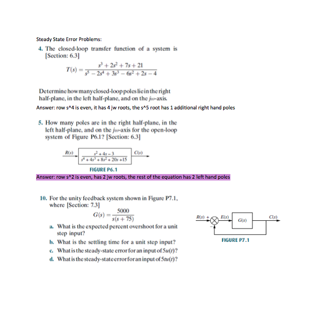 Solved: Is Steady State Error Problems: 4. The Closed-loop... | Chegg.com