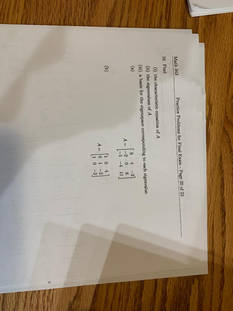 Solved Math 343 Practice Problems for Final Exam - Page 20 | Chegg.com