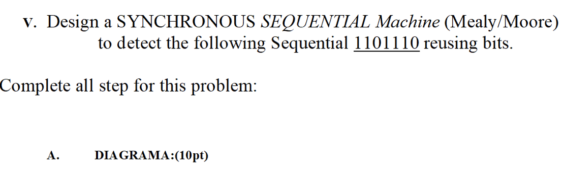 Solved v. Design a SYNCHRONOUS SEQUENTIAL Machine | Chegg.com
