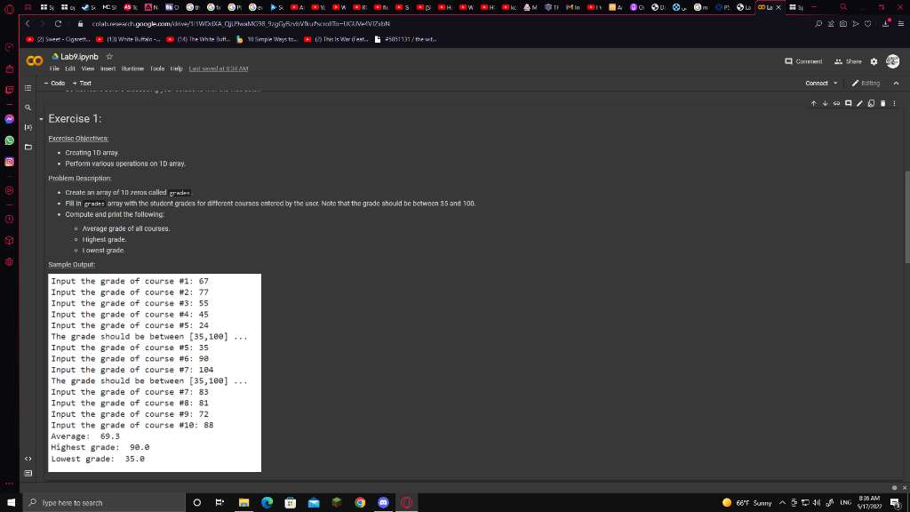 Solved Exercise Objectives: Using Python Creating 1D | Chegg.com