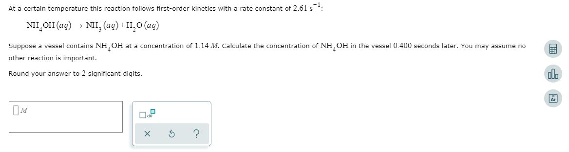 Solved At A Certain Temperature This Reaction Follows