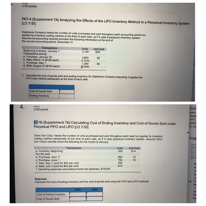 Solved 2.50 points PA7-4 (Supplement 7A) Analyzing the | Chegg.com