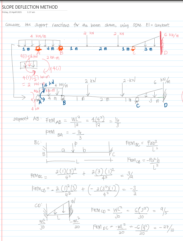 Solved Please continue the problem. Using slope deflection | Chegg.com
