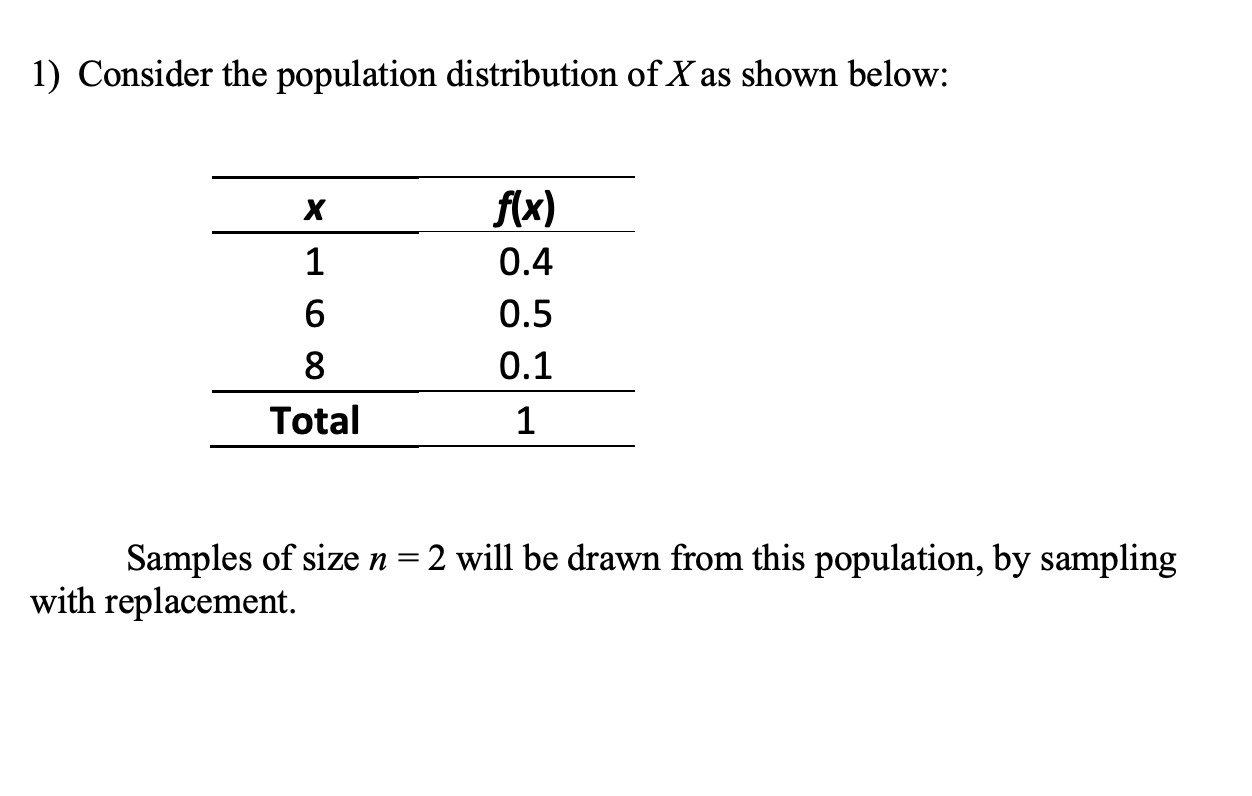 Solved a) List all possible samples and find the sample mean | Chegg.com
