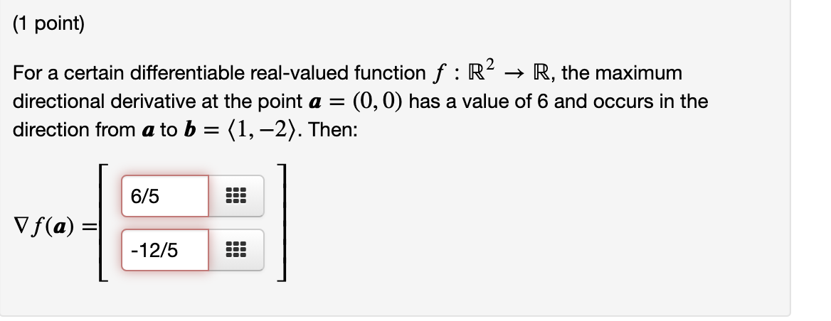 Solved (1 point) For a certain differentiable real-valued | Chegg.com