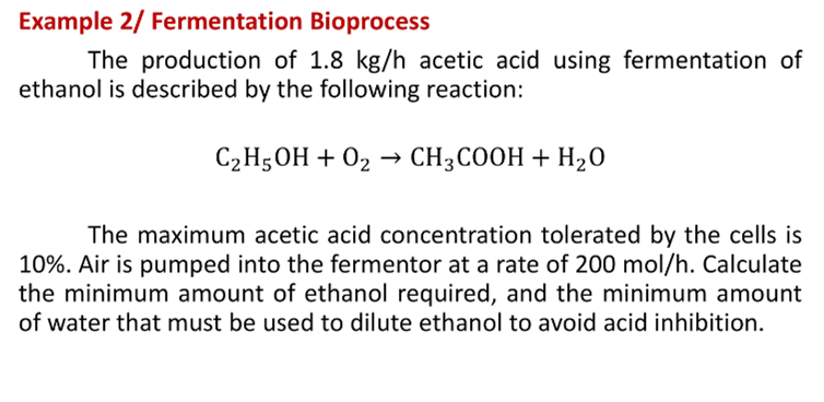 Solved Example 2/ ﻿Fermentation BioprocessThe production of | Chegg.com