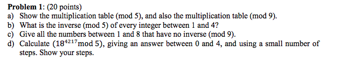Solved Problem 1: (20 points) a) Show the multiplication | Chegg.com