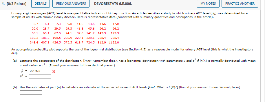 Solved 4. [0/3 Points] DETAILS PREVIOUS ANSWERS DEVORESTAT9 | Chegg.com