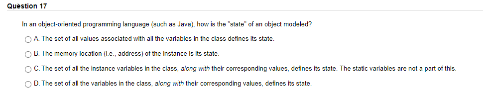 Solved Question 17 In an object-oriented programming | Chegg.com
