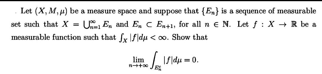 Solved Let X M μ Be A Measure Space And Suppose That {en}