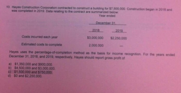Solved Hayes Construction Corporation contracted to | Chegg.com