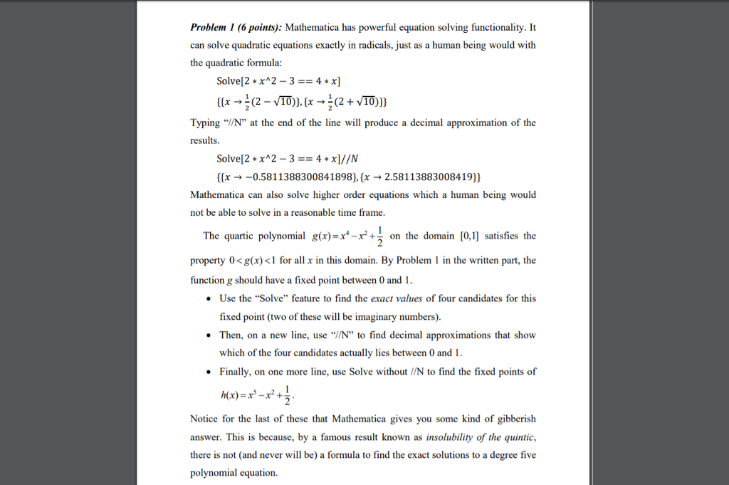 Problem 1 (6 points): Mathematica has powerful | Chegg.com