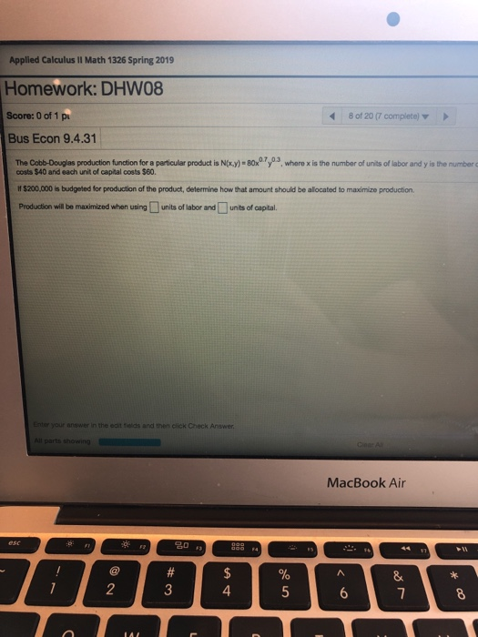 Solved Applied Calculus II Math 1326 Spring 2019 Homework: | Chegg.com
